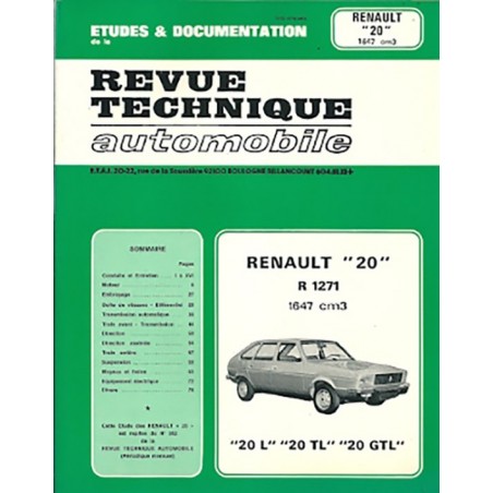 Revue Technique R 20 L / TL / GTL R 20 - R 30 de Renault